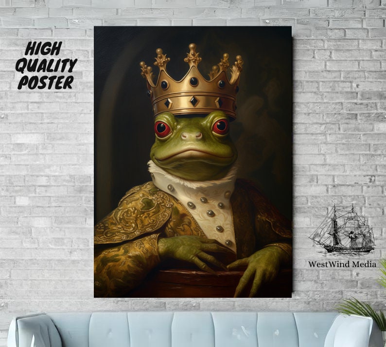 Gothic Frog Wearing Crown Vintage Poster, Art Poster Print, Home Decor ...