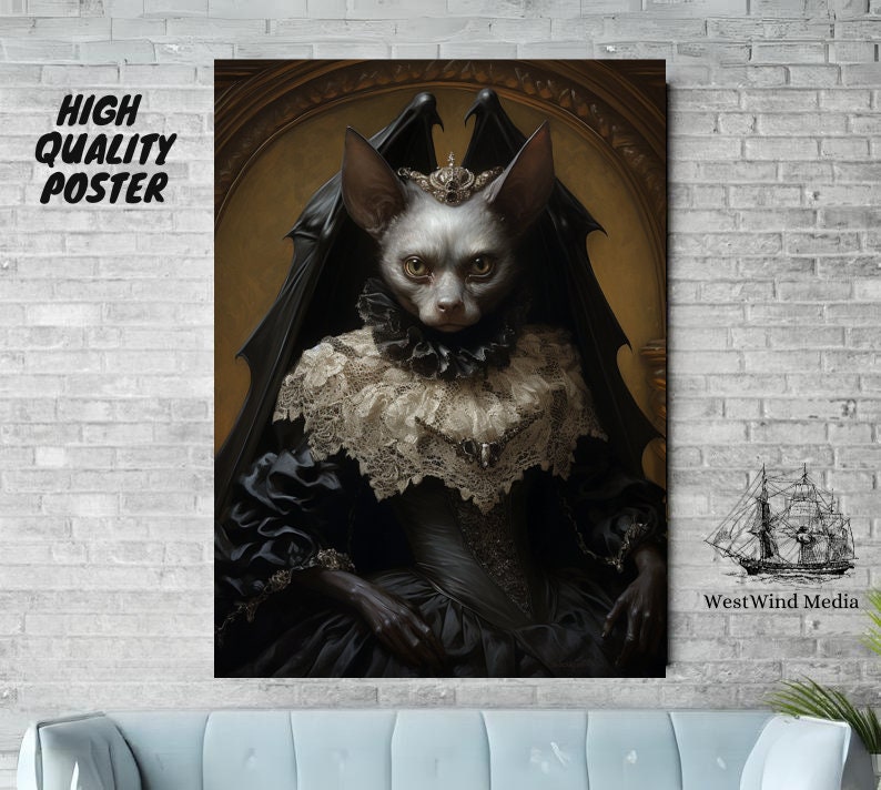 Gothic Bat in Dress, Vintage Poster, Art Poster Print, Home Decor ...