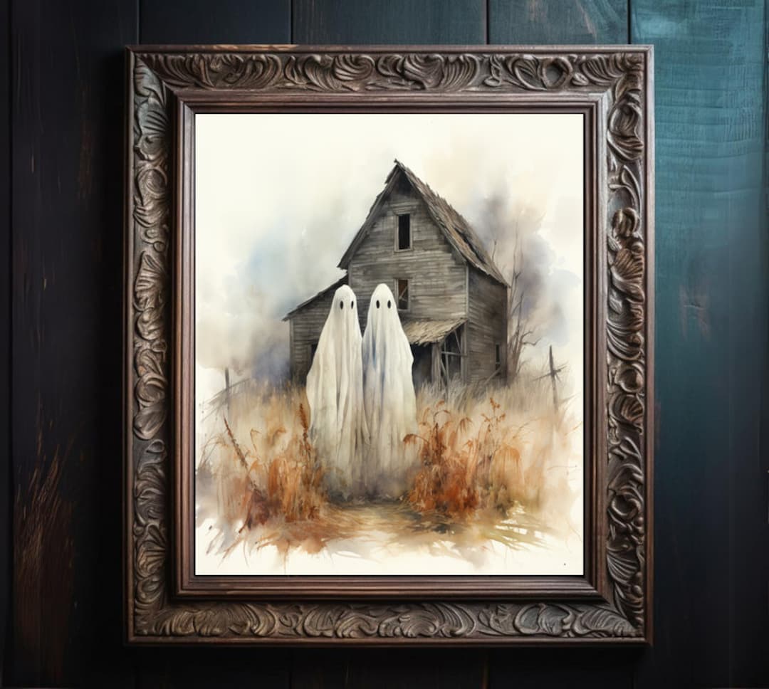 Two Ghosts in A Gothic Field Watercolor Print - Etsy