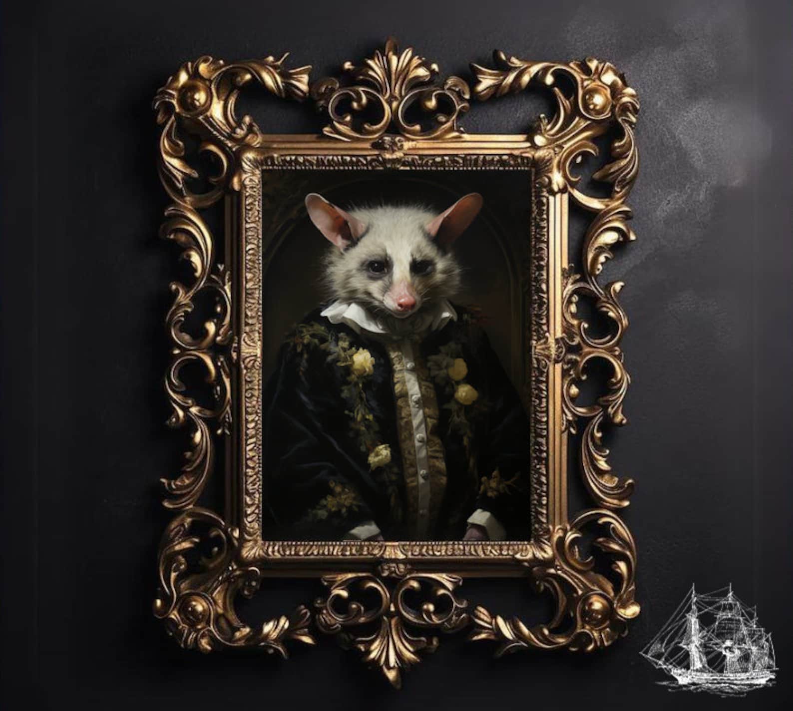 Gothic Renaissance Opossum Vintage Poster, Art Poster Print, Home Decor ...