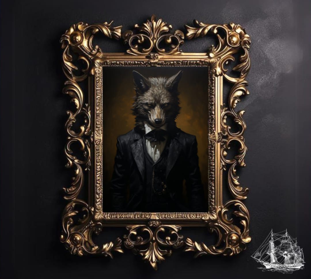 Gothic Distinguished Wolf - Ruffled Collar, Vintage Poster, Art Poster ...