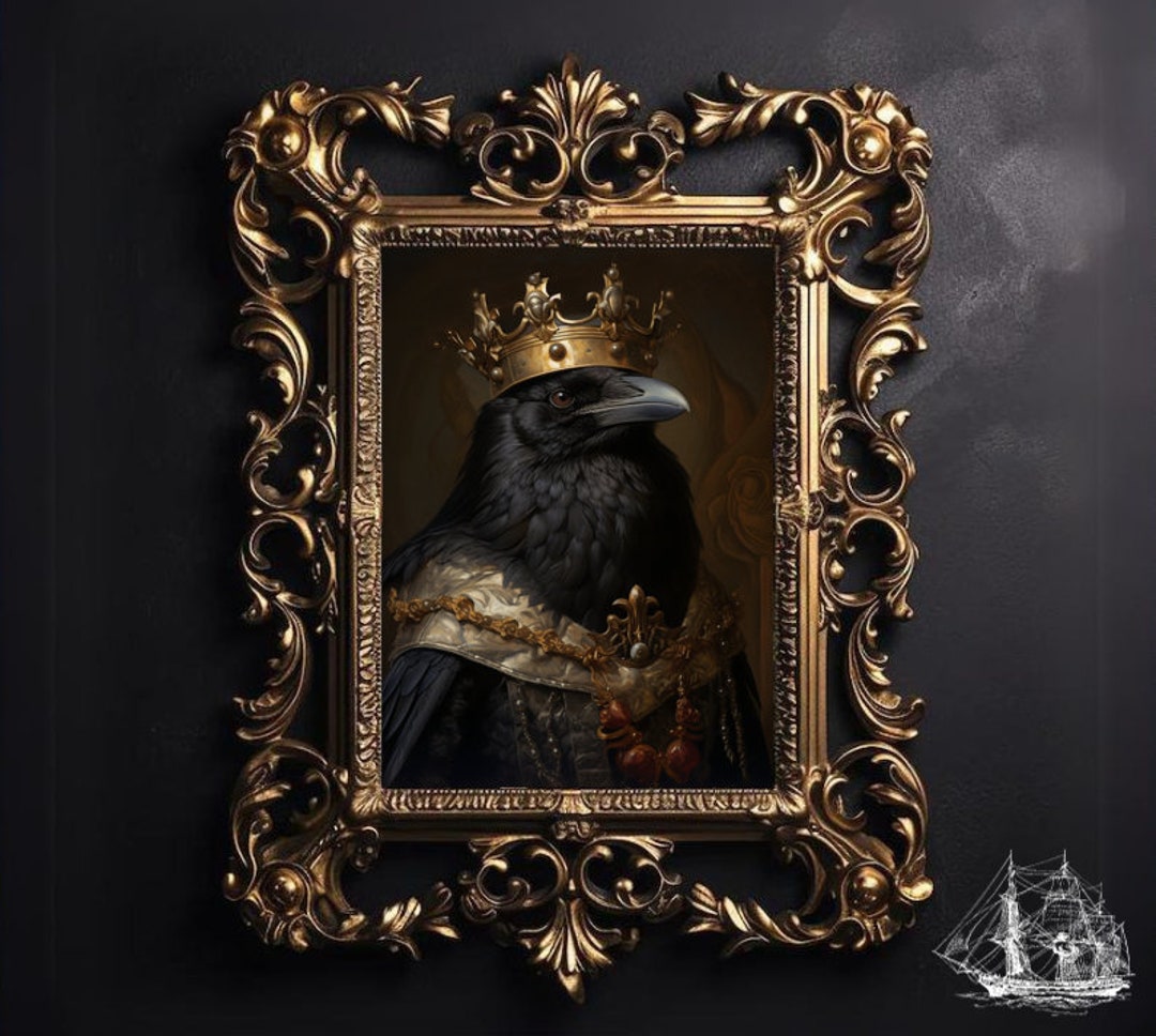 Gothic Raven Wearing A Crown, Vintage Poster, Art Poster Print, Home ...