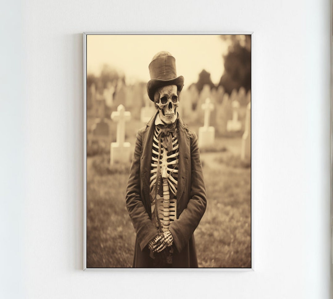 A Gothic Print of a Skeleton Gentleman in a Top Hat - Etsy