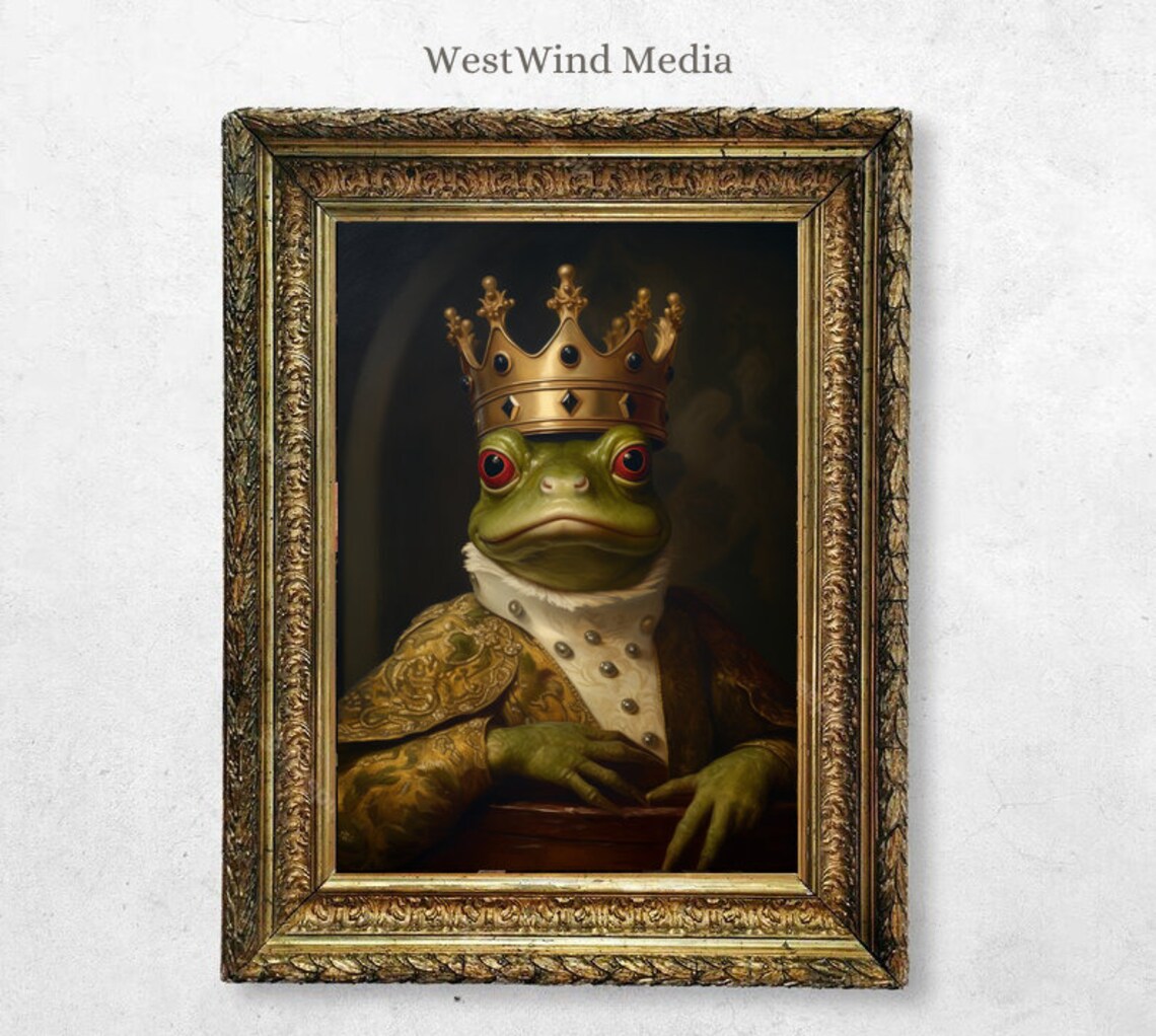 Gothic Frog Wearing Crown Vintage Poster, Art Poster Print, Home Decor ...