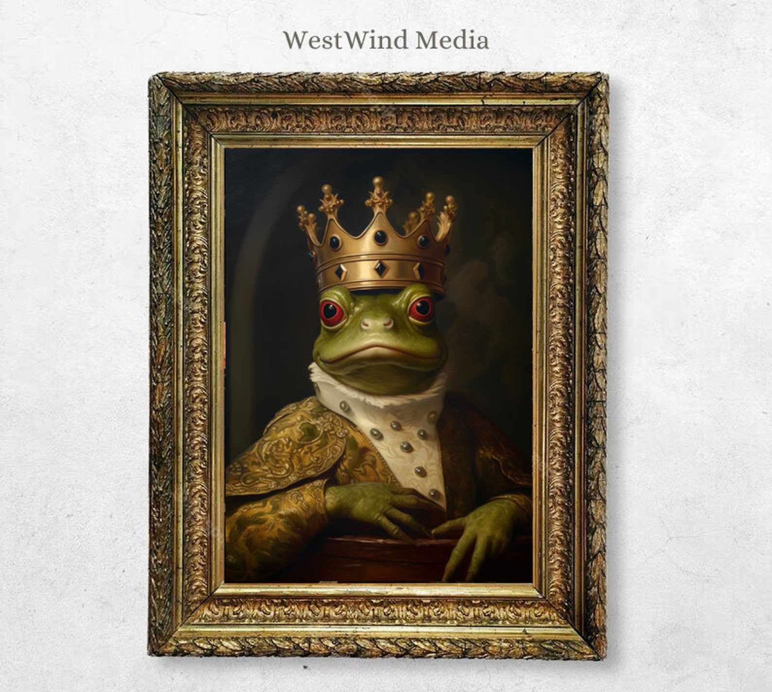 Gothic Frog Wearing Crown Vintage Poster, Art Poster Print, Home Decor ...