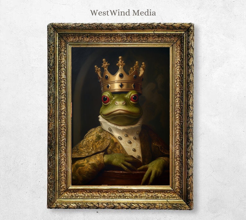 Gothic Frog Wearing Crown Vintage Poster, Art Poster Print, Home Decor ...