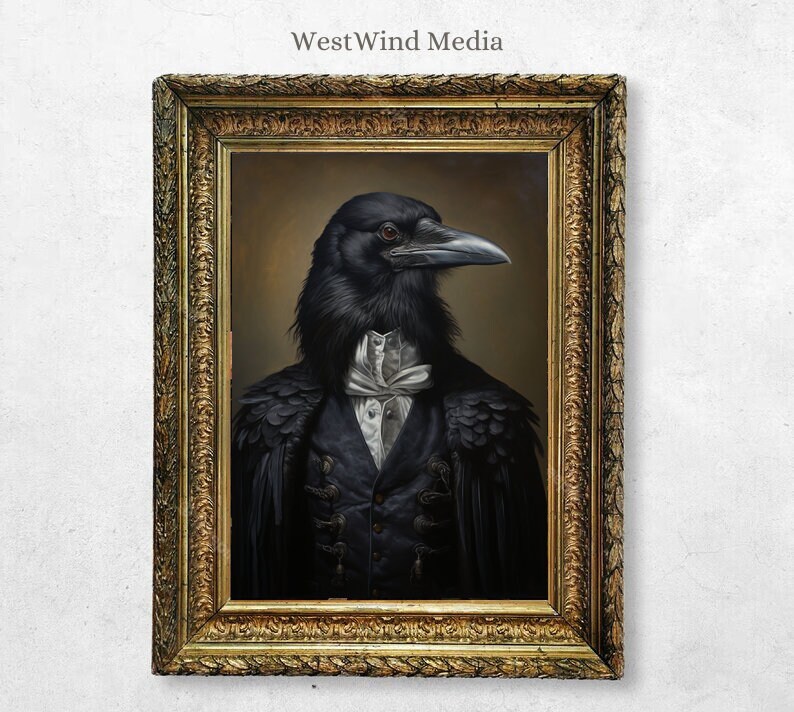 Gothic Crow in Suit, Vintage Poster, Art Poster Print, Home Decor ...