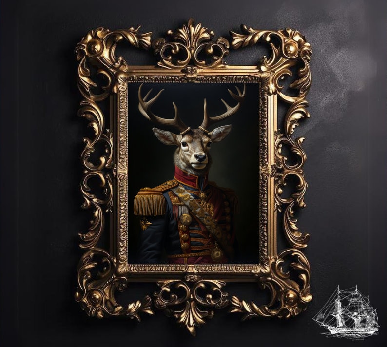 Gothic Renaissance Deer, Vintage Poster, Art Poster Print, Home Decor ...