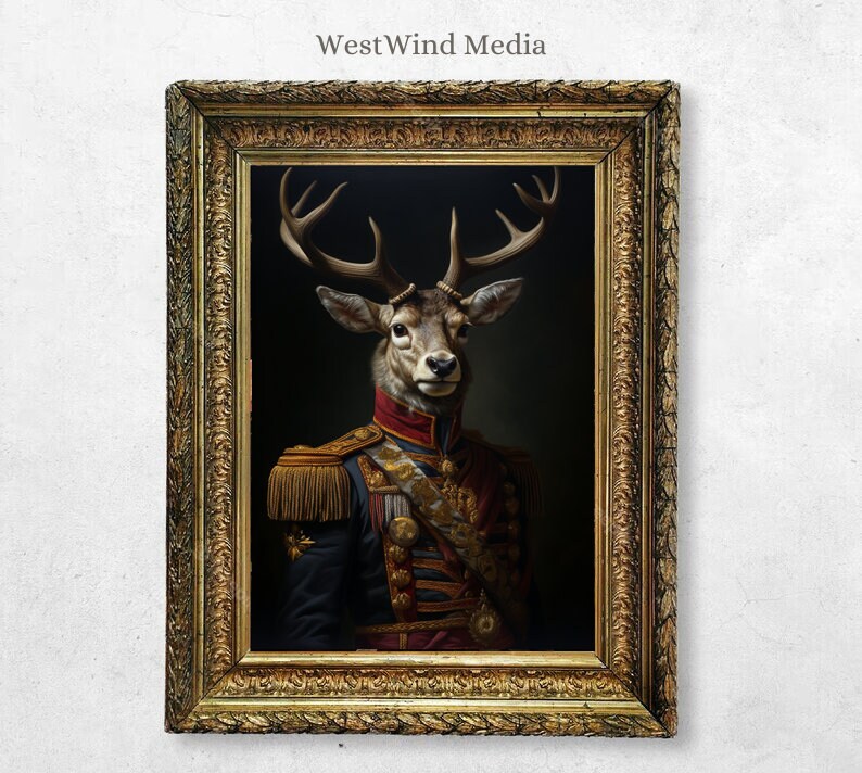 Gothic Renaissance Deer, Vintage Poster, Art Poster Print, Home Decor ...