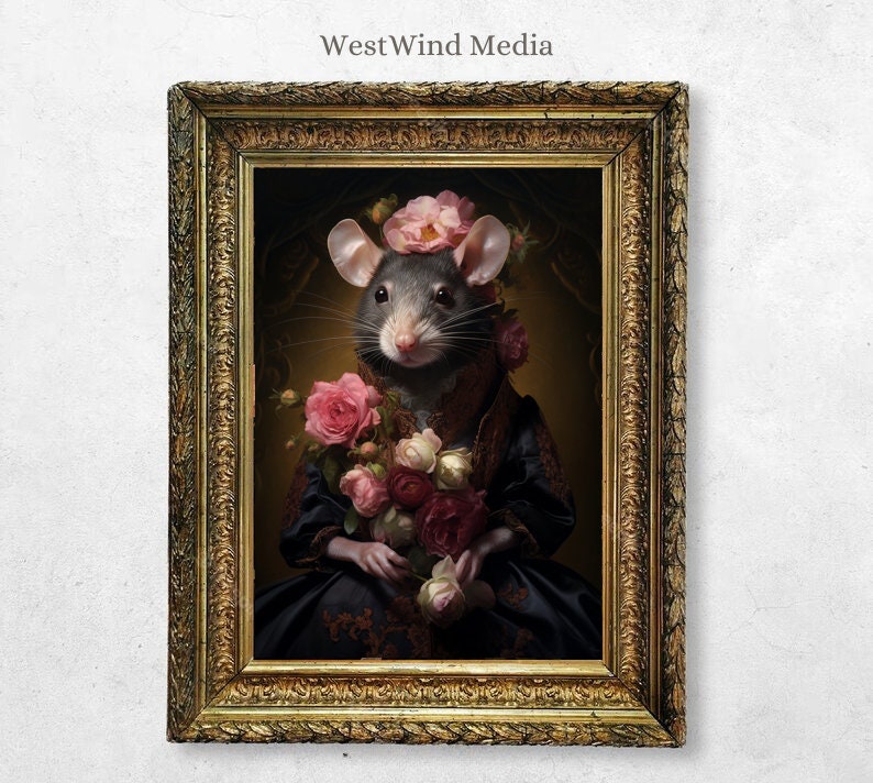 Gothic Rat Wearing Dress Vintage Poster, Art Poster Print, Home Decor ...