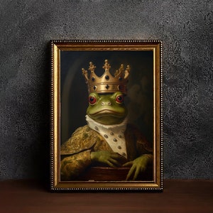 Gothic Frog Wearing Crown Vintage Poster, Art Poster Print, Home Decor ...