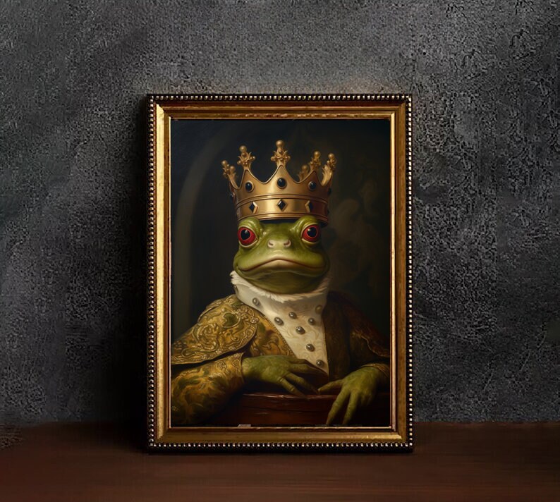 Gothic Frog Wearing Crown Vintage Poster, Art Poster Print, Home Decor ...