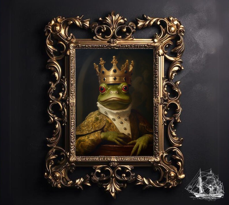 Gothic Frog Wearing Crown Vintage Poster, Art Poster Print, Home Decor ...