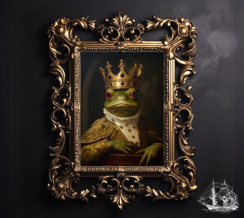Gothic Frog Wearing Crown Vintage Poster, Art Poster Print, Home Decor ...