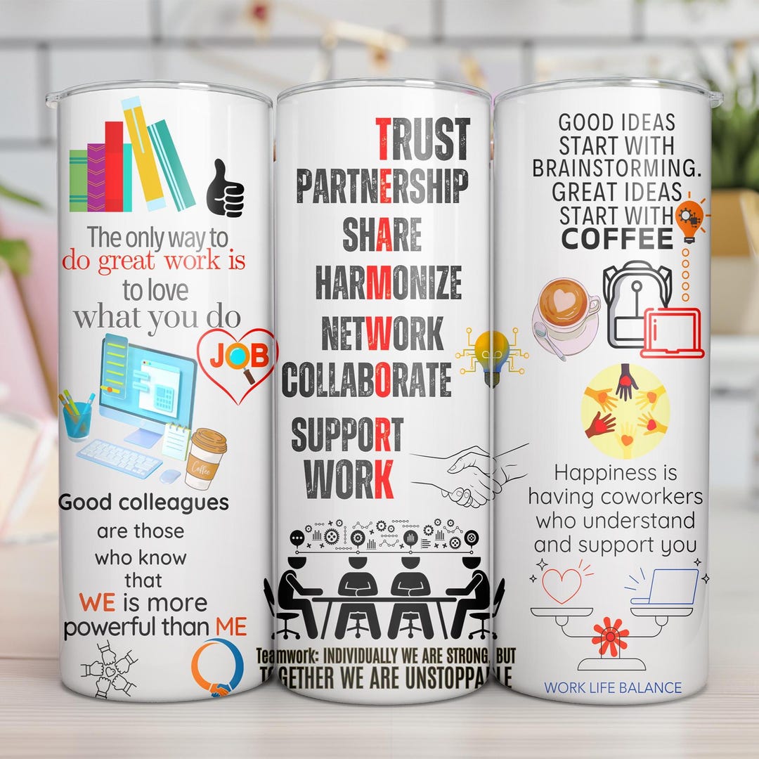 Office Life Tumbler Wrap: Teamwork 20oz Skinny Tumbler Sublimation ...
