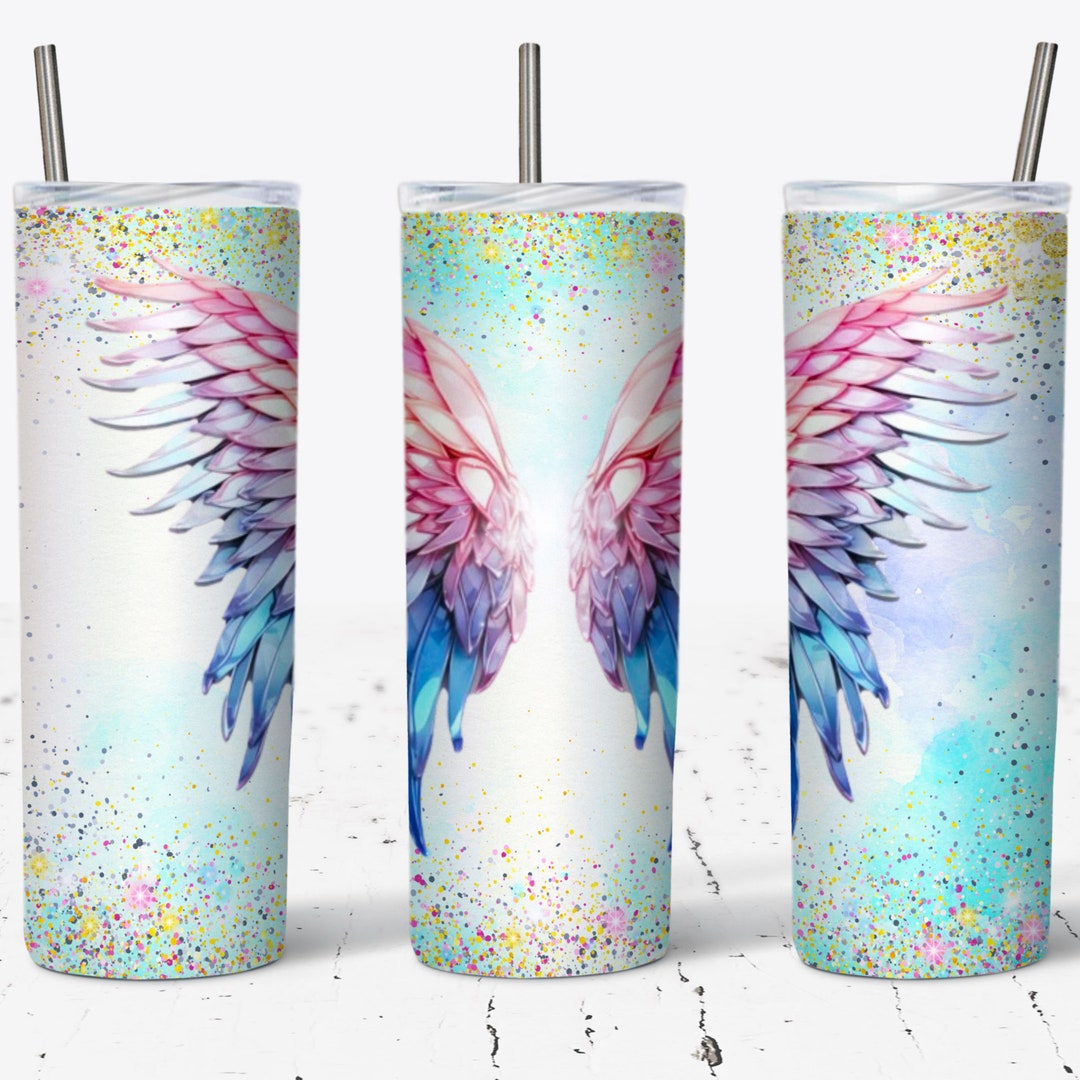 Angel Wings Glitter Tumbler Wrap, 20oz Skinny, Glitter Tumbler Wrap ...