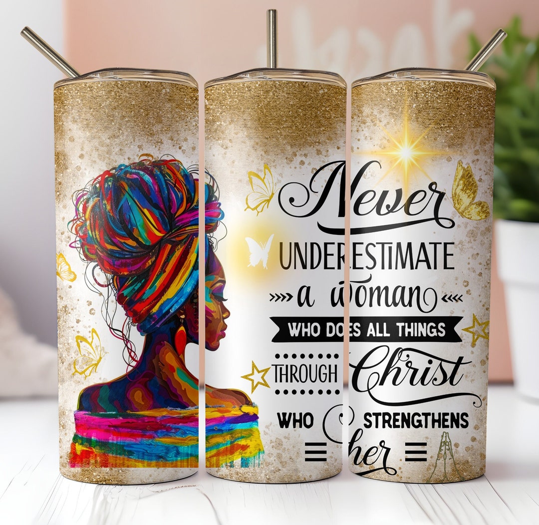 Black Woman Tumbler: Religious Queen With Butterflies (PNG Digital ...