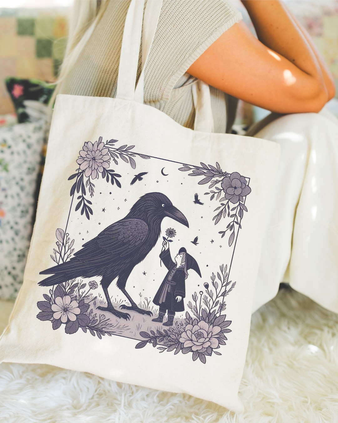 Raven & Fairy Raven Tote Bag, Fairy Tote Bag, Woodland Fairy ...