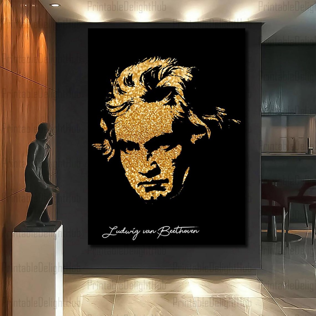 Ludwig Van Beethoven Portrait Printed on Canvas, Gift for Home Decor ...