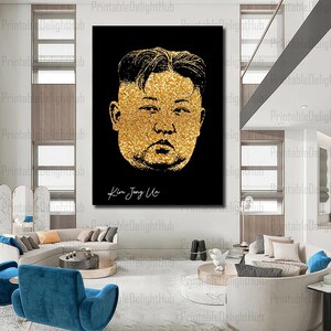 Kim Jong Un Portrait Printed on Canvas, Gift for Home Decor, Canvas ...