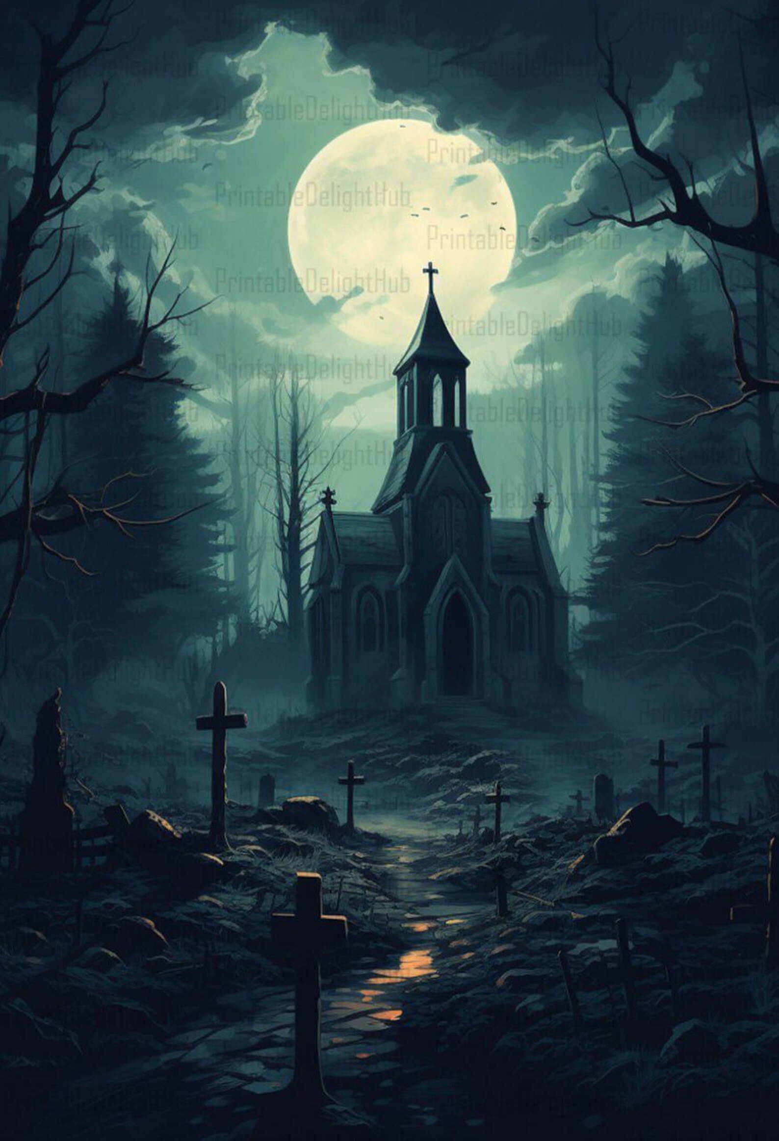 Old Church Poster, Halloween Poster, Art Prints 12 X 18 Halloween ...