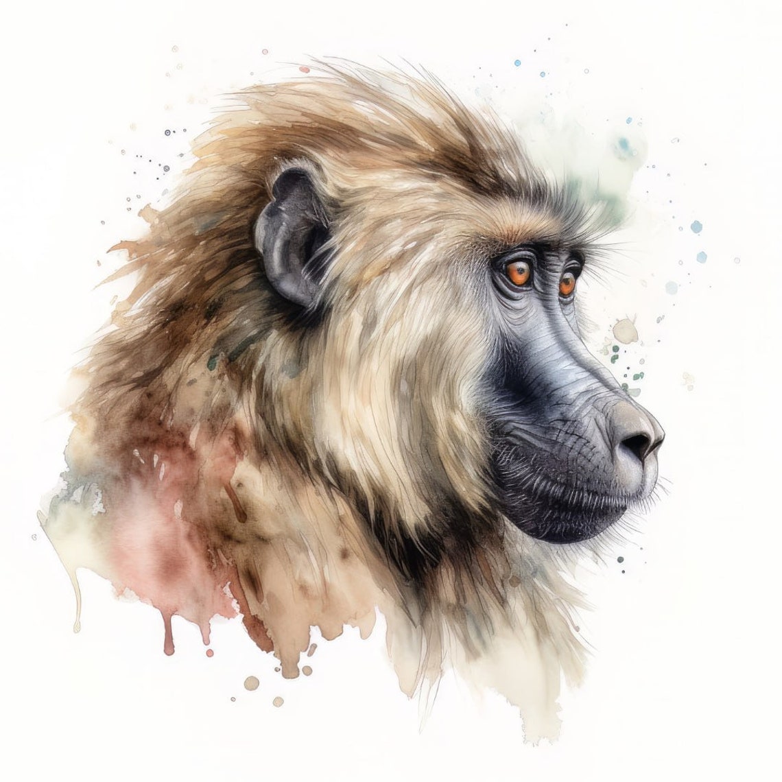 Baboon Gifts, Baboon Watercolor Prints, Baboon Canvas, Digital File ...