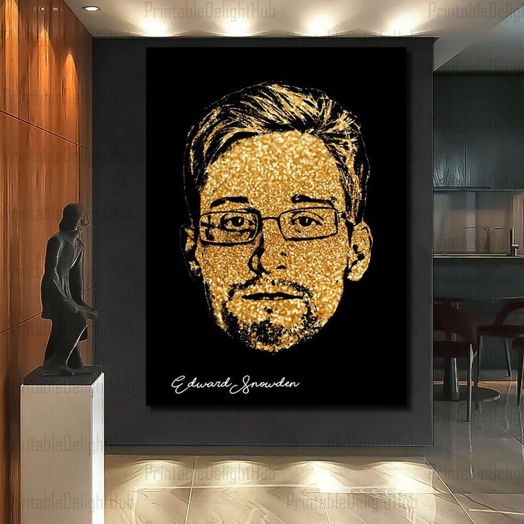 Edward Snowden Portrait Printed on Canvas, Gift for Home Decor, Canvas ...