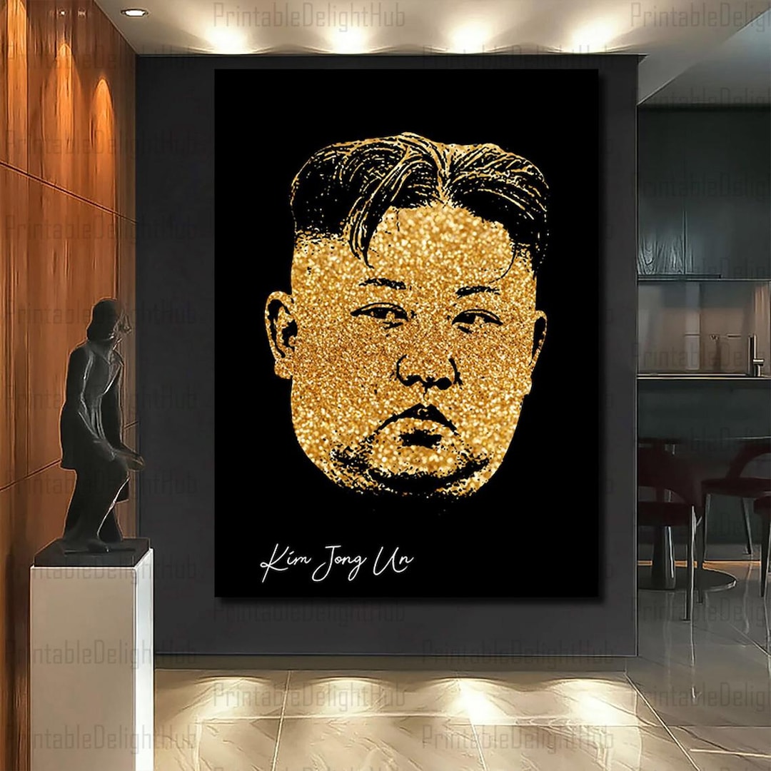 Kim Jong Un Portrait Printed on Canvas, Gift for Home Decor, Canvas ...