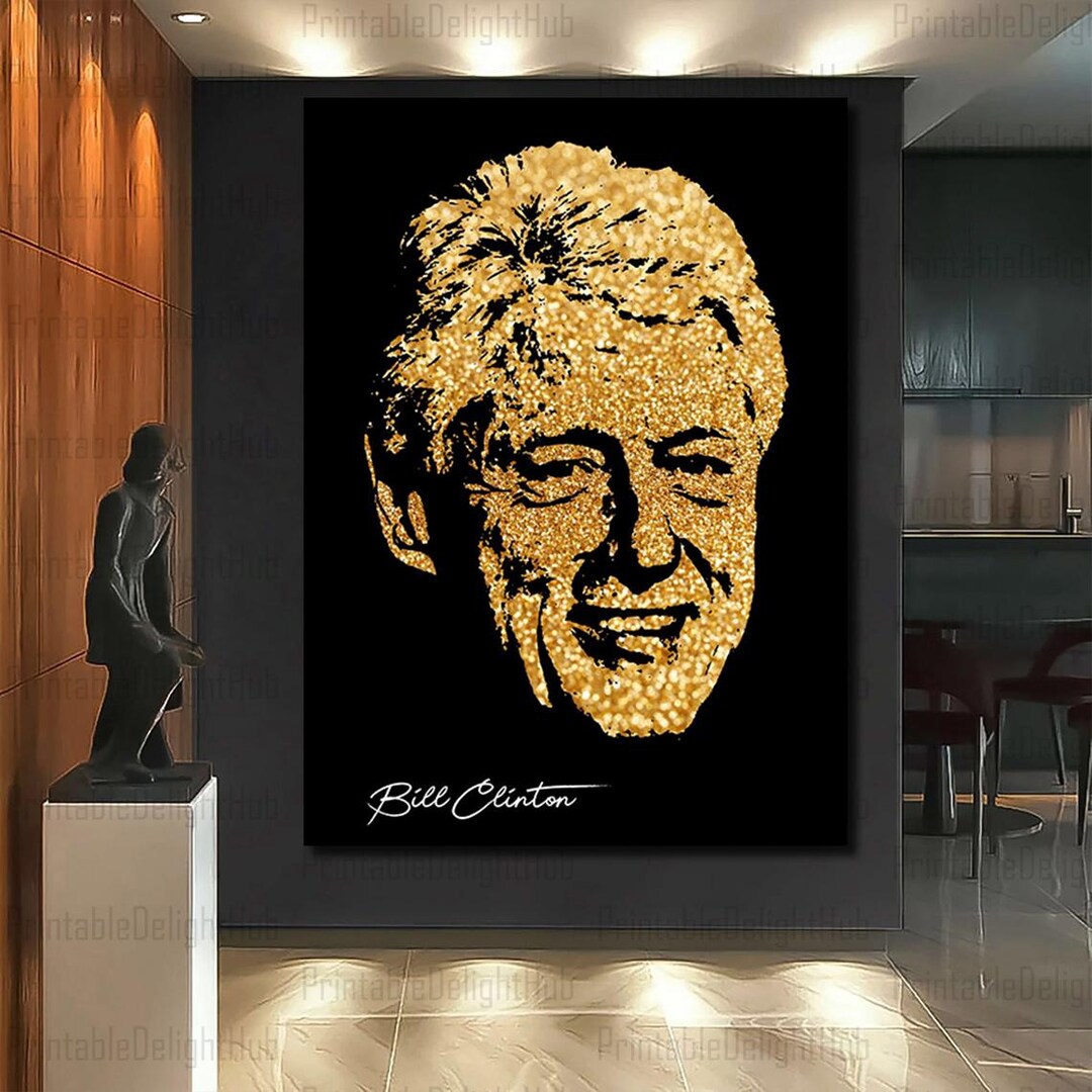 Bill Clinton Portrait Printed on Canvas, Gift for Home Decor, Canvas ...
