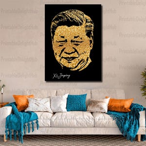 Xi Jinping Portrait Printed on Canvas, Gift for Home Decor, Canvas Wall ...