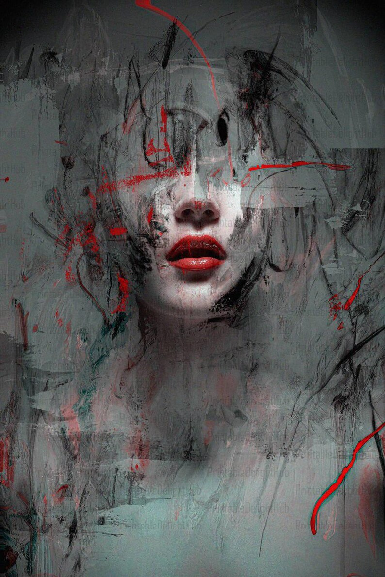 Abstract Face of Woman Poster 16 X 25 Inches, Abstract Art Print ...