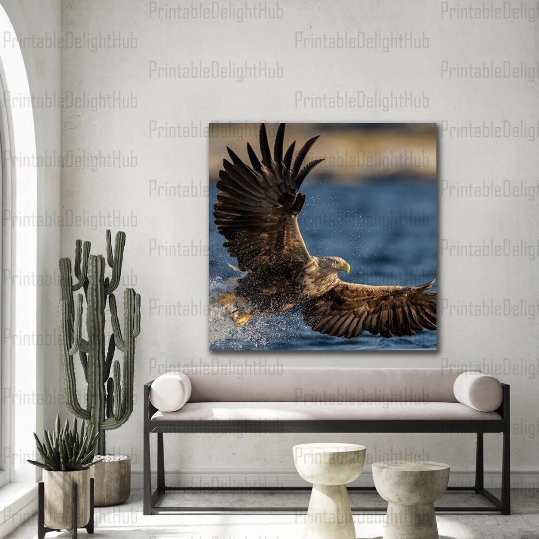 Flying Eagle Wall Art, Flying Eagle Art Canvas Art Living Room Decor, Wild Animal Art, Animal ...