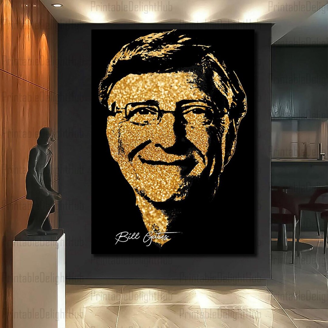 Bill Gates Portrait Printed on Canvas, Gift for Home Decor, Canvas Wall ...