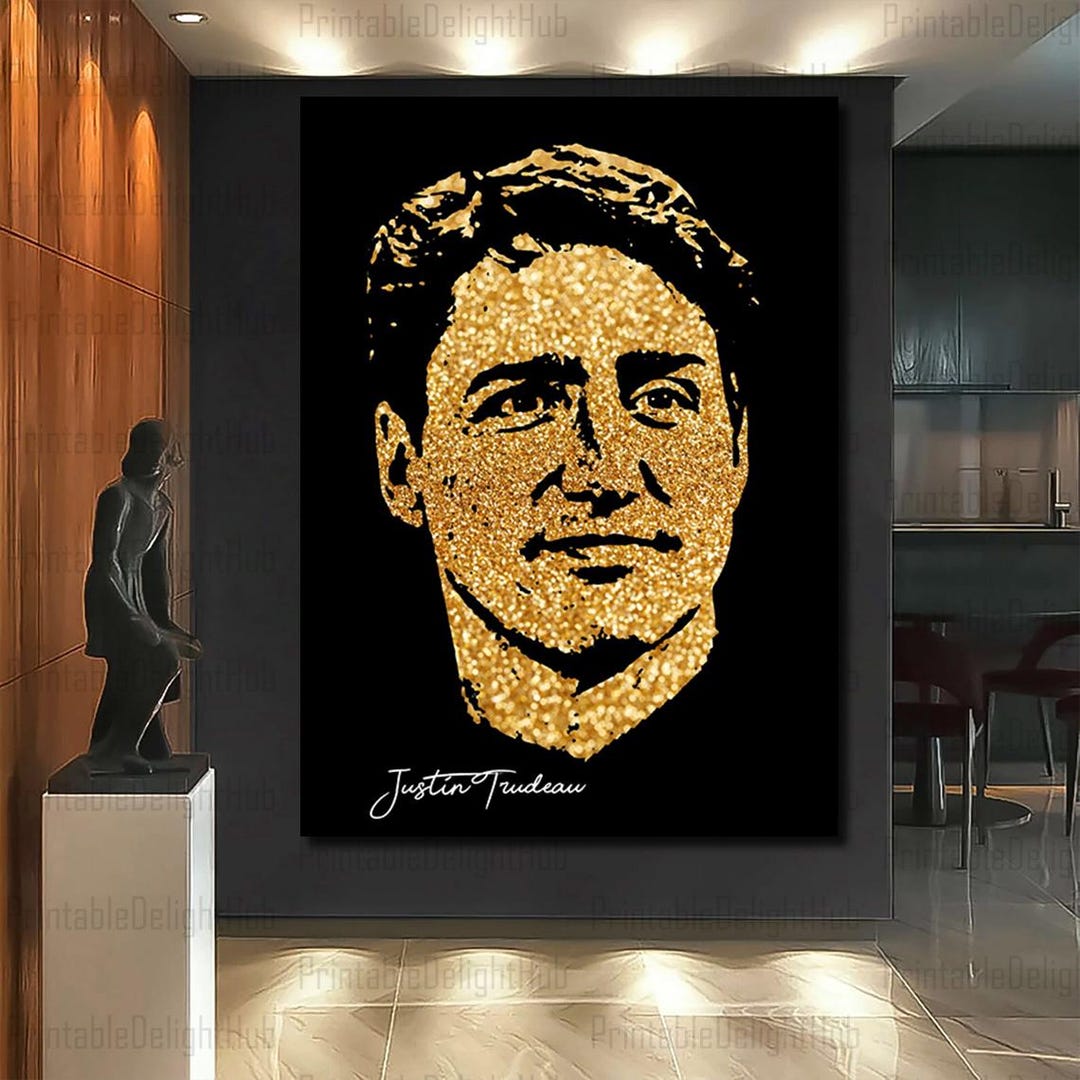 Justin Trudeau Portrait Printed on Canvas, Gift for Home Decor, Canvas ...