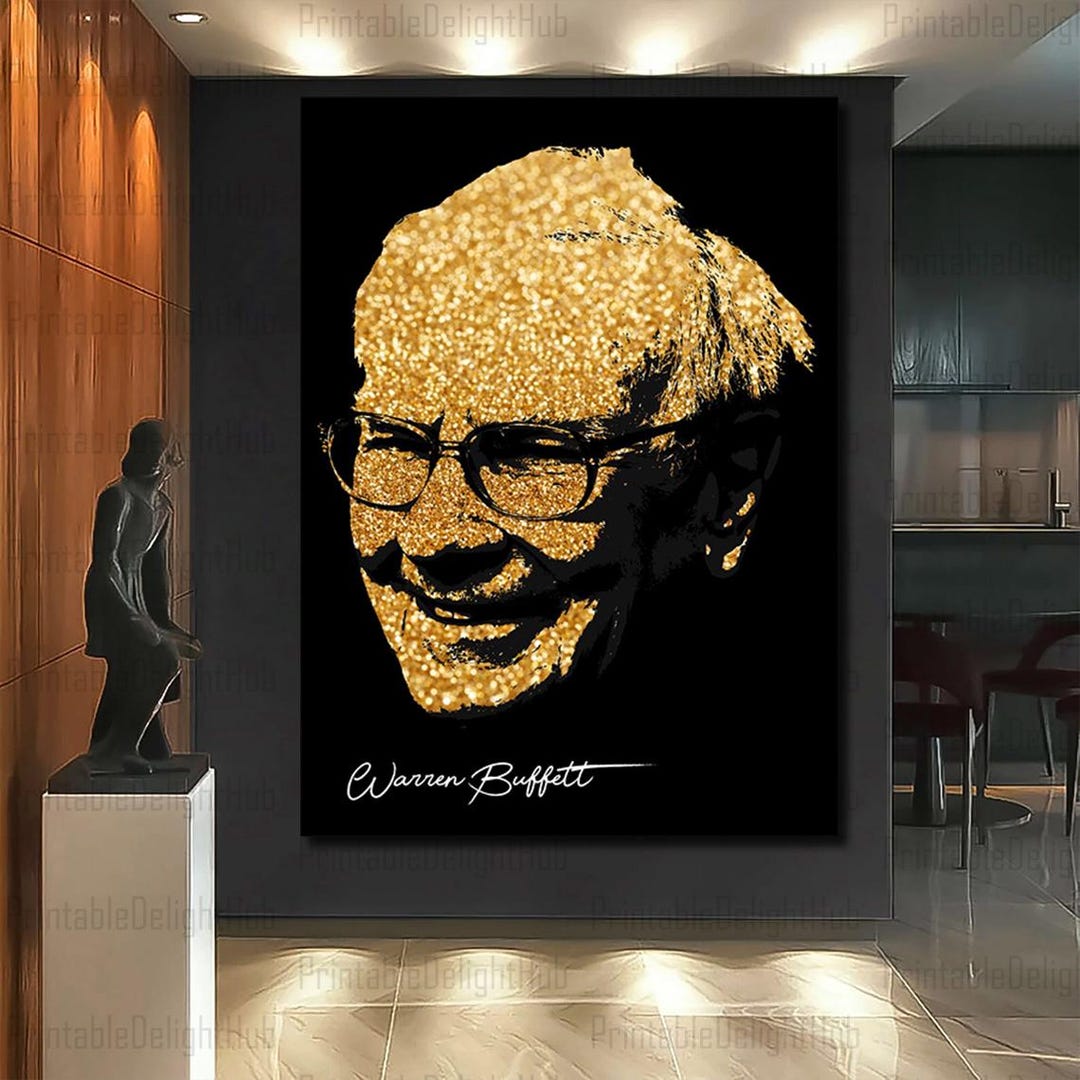 Warren Buffett Portrait Printed on Canvas, Gift for Home Decor, Canvas ...