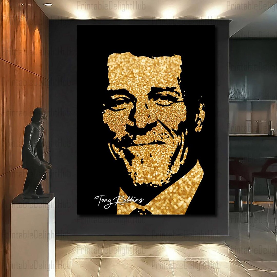Tony Robbins Portrait Printed on Canvas, Gift for Home Decor, Canvas Wall Art, Office Decor ...
