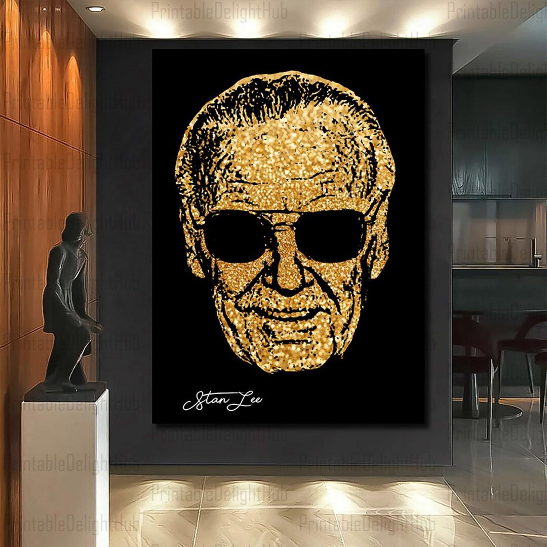 Stan Lee Portrait Printed on Canvas, Gift for Home Decor, Canvas Wall ...