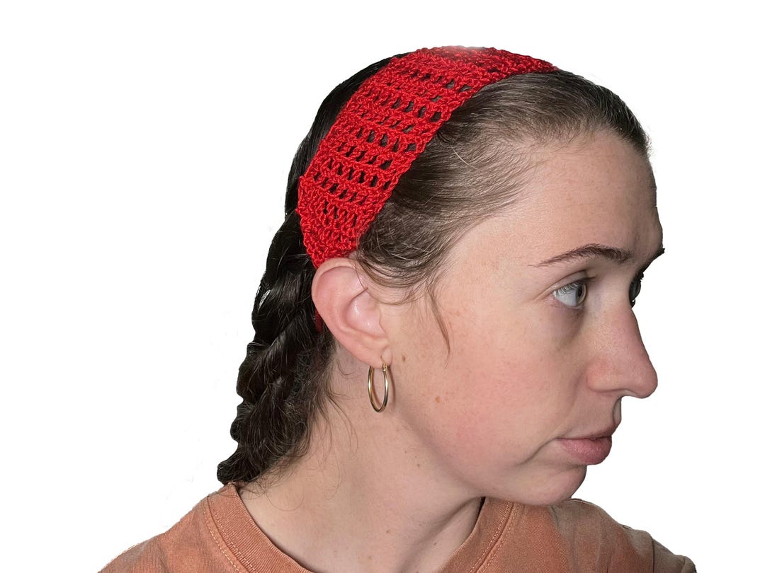 Cottage Core Crochet Headband – Handmade Hair Accessory, Adjustable Tie ...