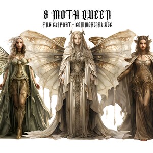 8 Fairytale Moth Queen Watercolor Clipart, Fairytale Clipart PNG ...