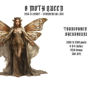 8 Fairytale Moth Queen Watercolor Clipart, Fairytale Clipart PNG ...
