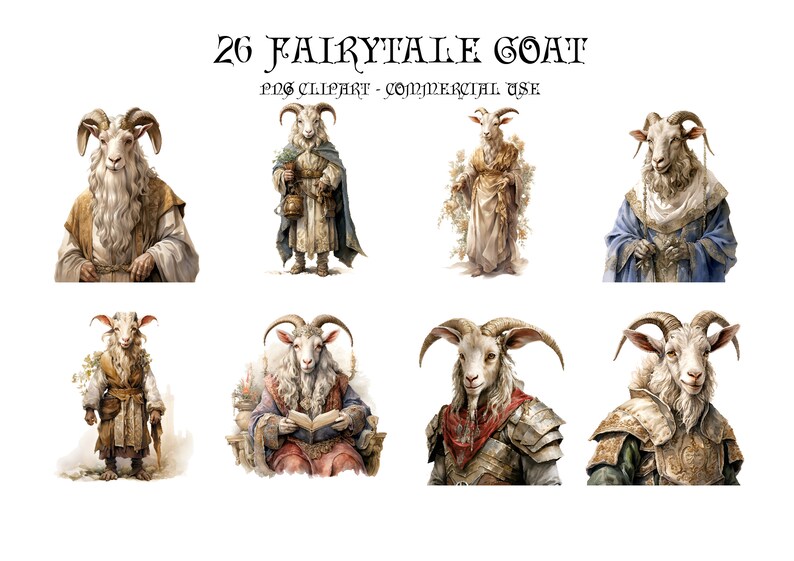 26 Fairytale Goat Watercolor Clipart, Fairytale Clipart PNG, Fantasy ...