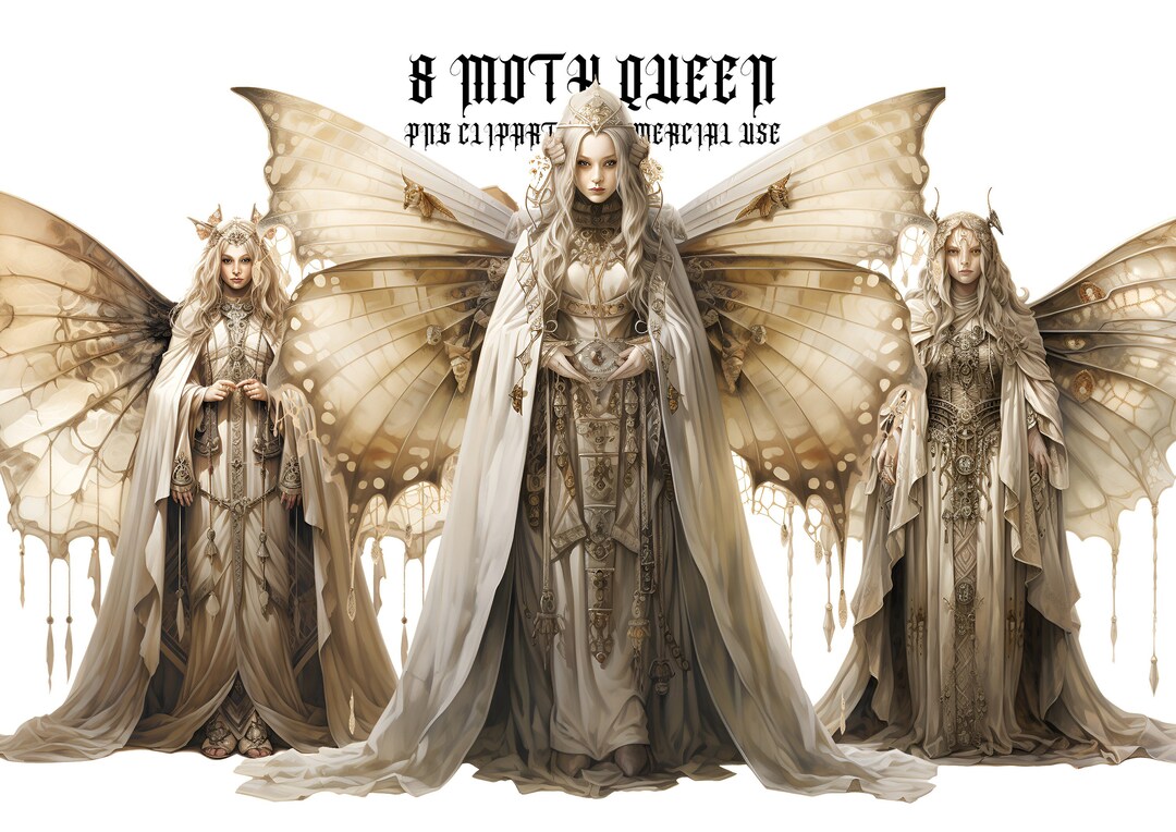 8 Fairytale Moth Queen Watercolor Clipart, Fairytale Clipart PNG ...