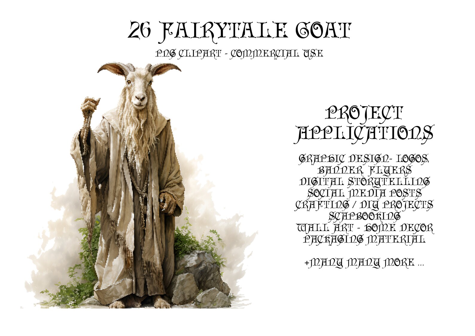 26 Fairytale Goat Watercolor Clipart, Fairytale Clipart PNG, Fantasy ...