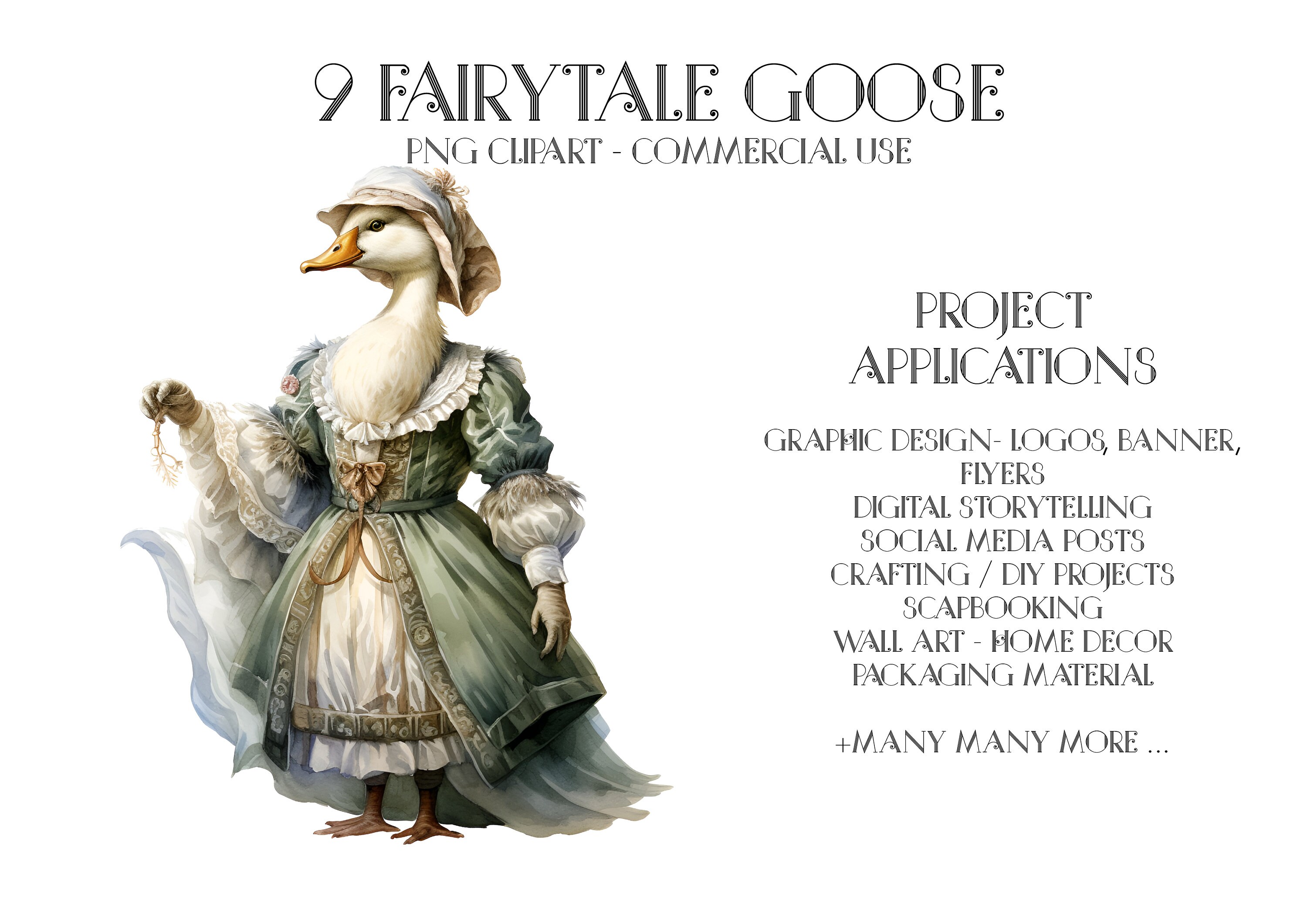 9 Fairytale Goose Watercolor Clipart, Fairytale Clipart PNG, Fantasy ...