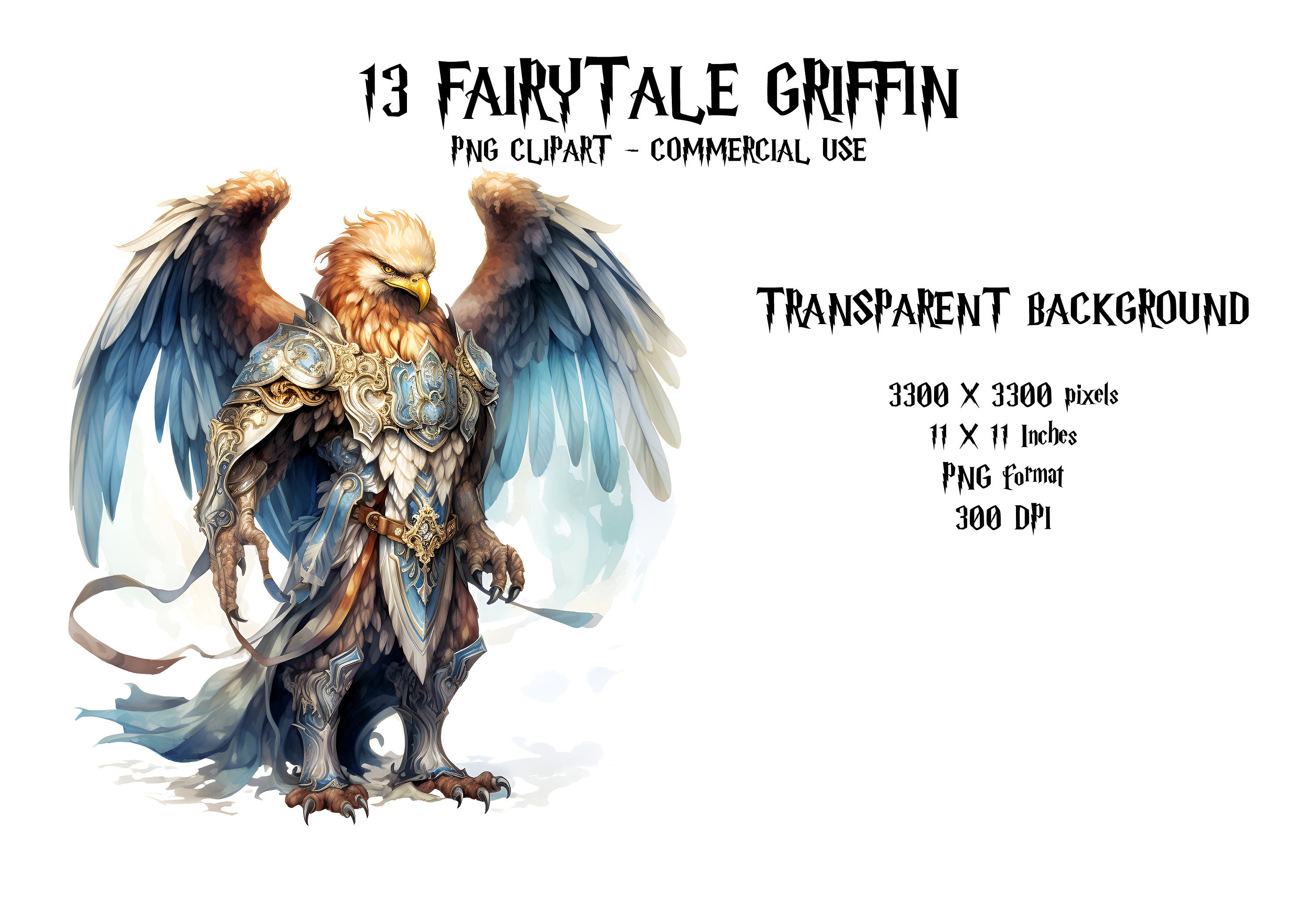 13 Fairytale Griffin Watercolor Clipart, Fairytale Clipart PNG, Fantasy ...