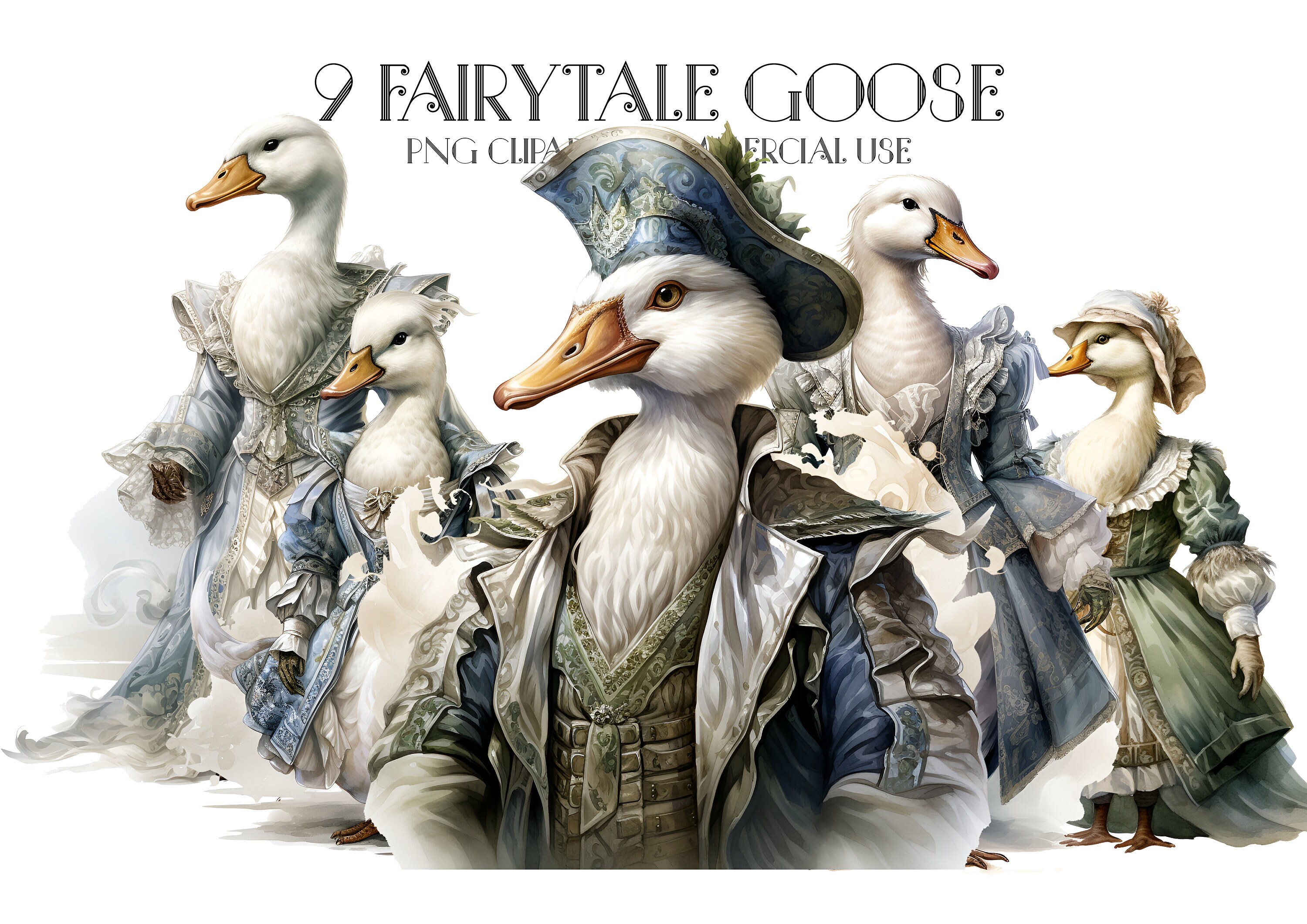 9 Fairytale Goose Watercolor Clipart, Fairytale Clipart PNG, Fantasy ...
