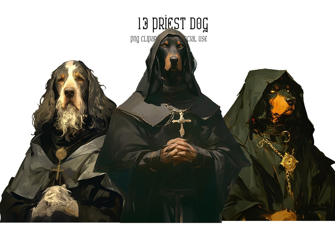 13 Fairytale Priest Dog Watercolor Clipart, Fairytale Dog Clipart PNG ...