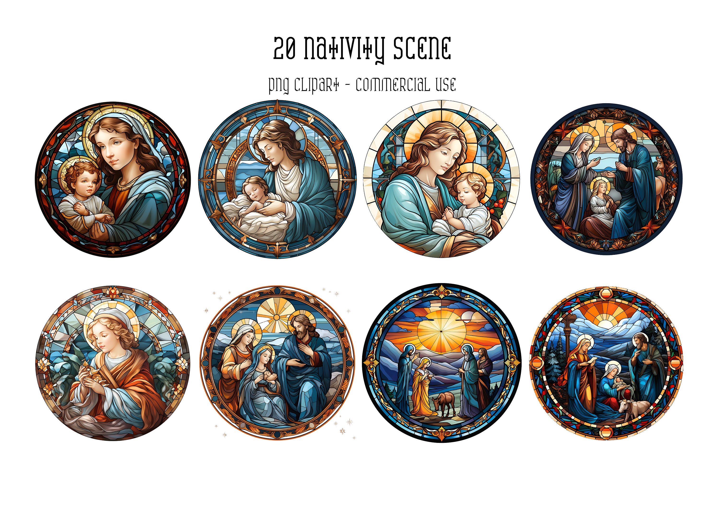 20 Nativity Scene Watercolor Clipart, Nativity PNG, Jesus Christmas ...