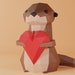 Papercraft Animal Low Poly Otter Holding Heart 3D Paper Crafting Kit ...