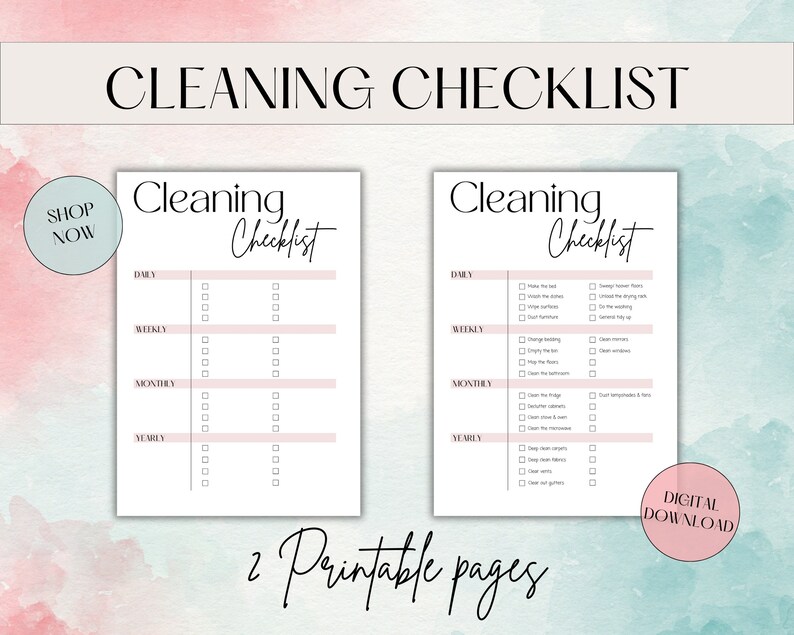 Cleaning Checklist, Daily Cleaning Checklist, Weekly Cleaning Checklist ...